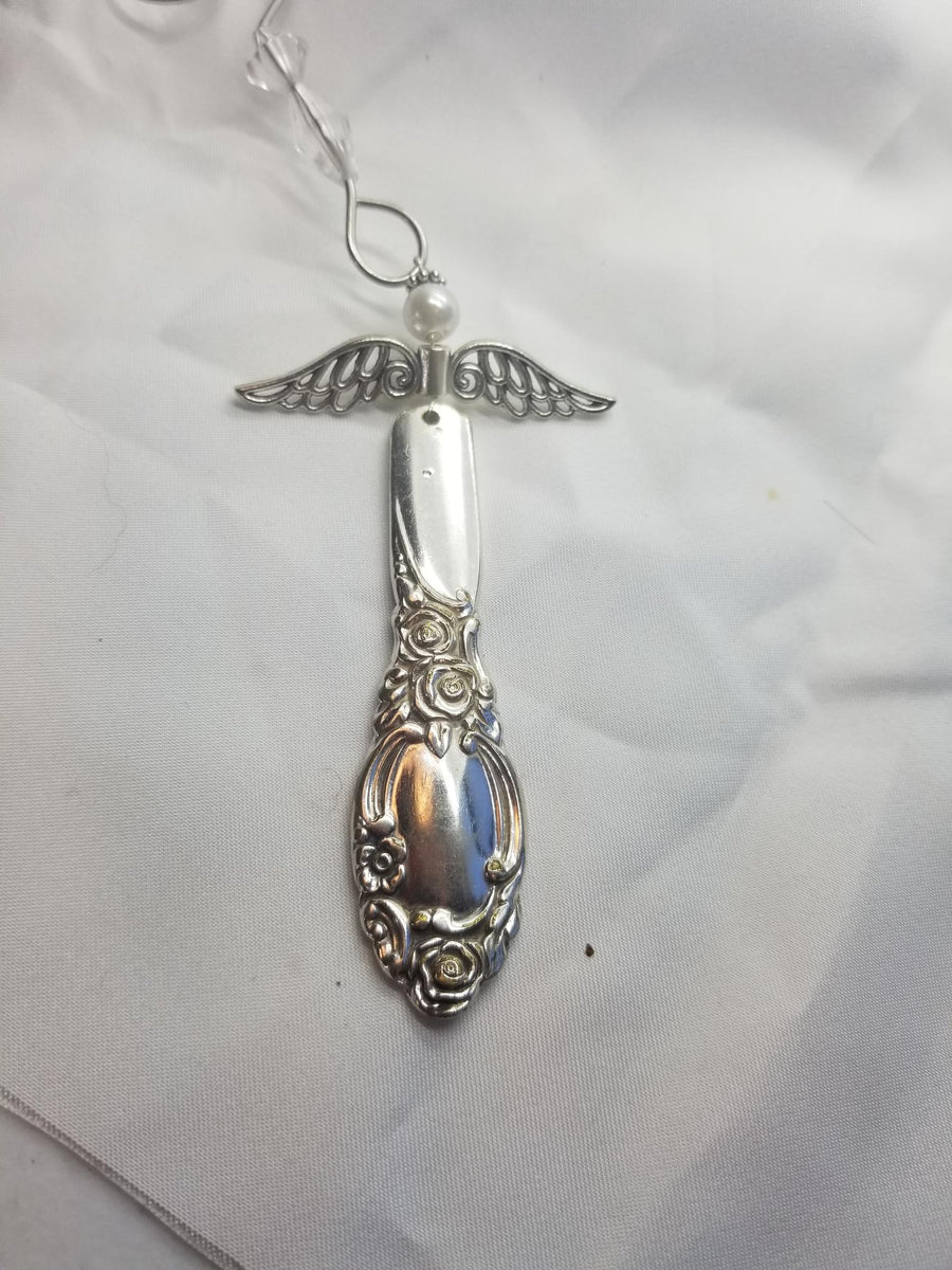 Silverware angel, holiday icicle, tree ornament, suncatcher – Kpughdesigns